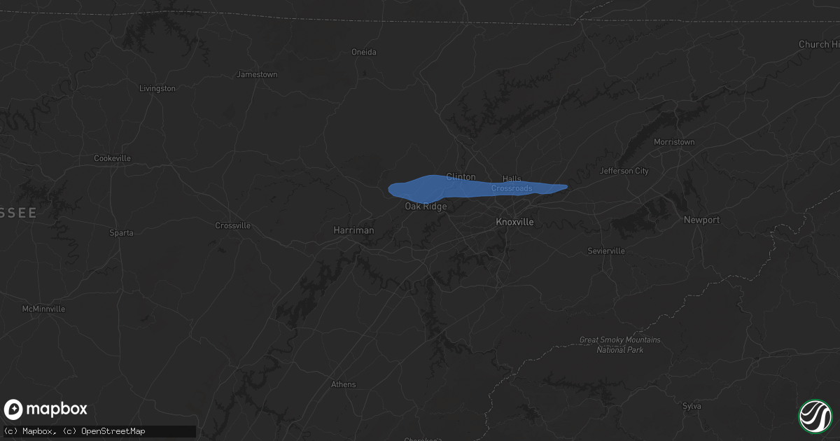 Hail Map in Oak Ridge, TN on October 19, 2025 - HailTrace