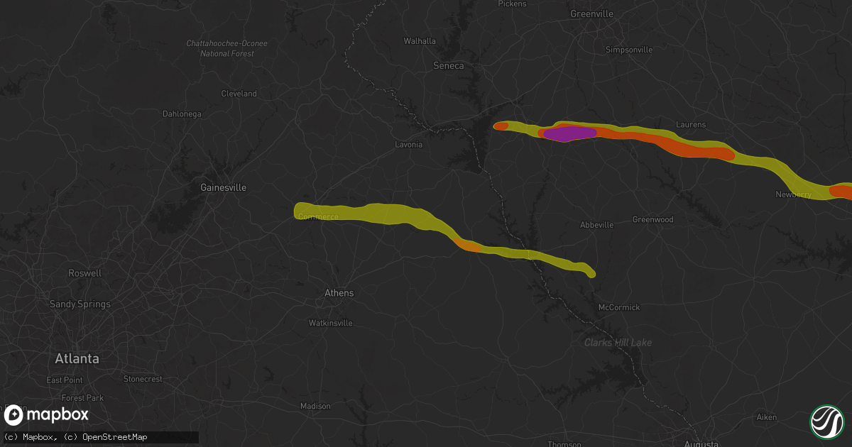 Hail Map in Bowman, GA on November 8, 2025 - HailTrace