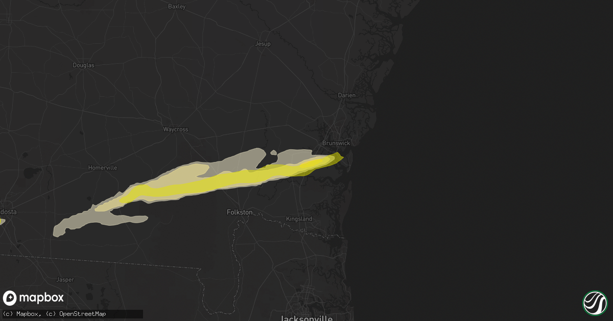 Hail Map in Waverly, GA on November 9, 2025 - HailTrace