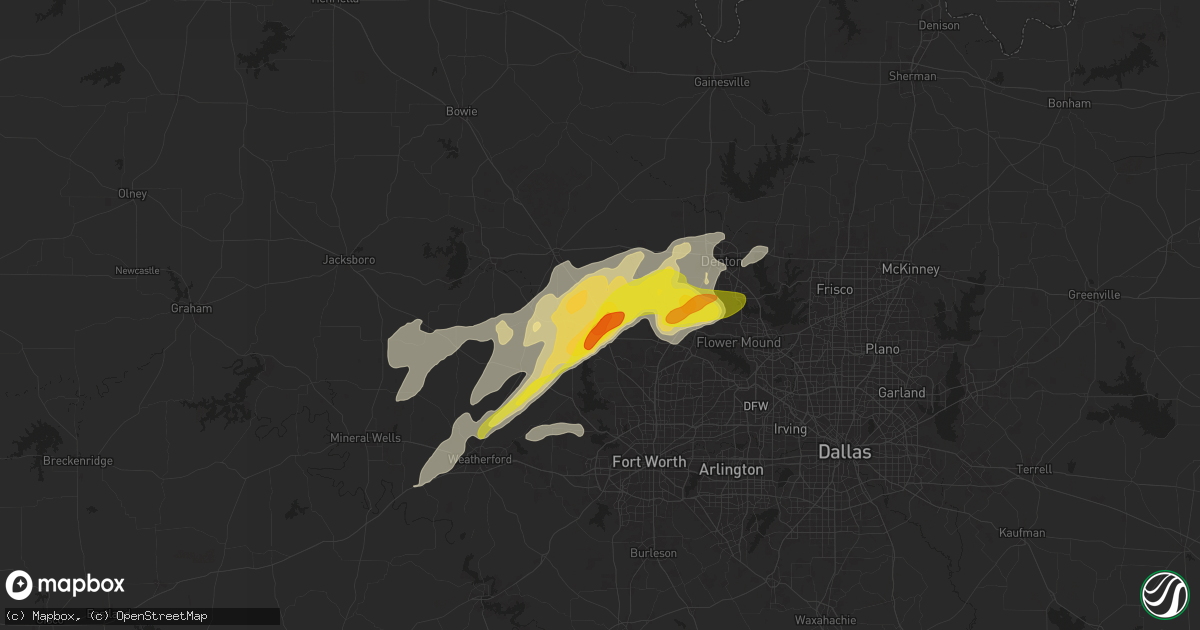 Hail Map in Rhome, TX on November 23, 2025 - HailTrace