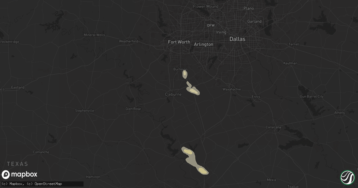 Hail Map in Cleburne, TX on November 29, 2025 - HailTrace