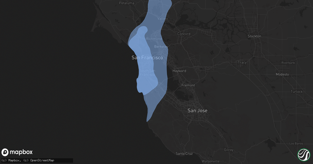 Hail Map in San Mateo, CA on December 14, 2024 - HailTrace
