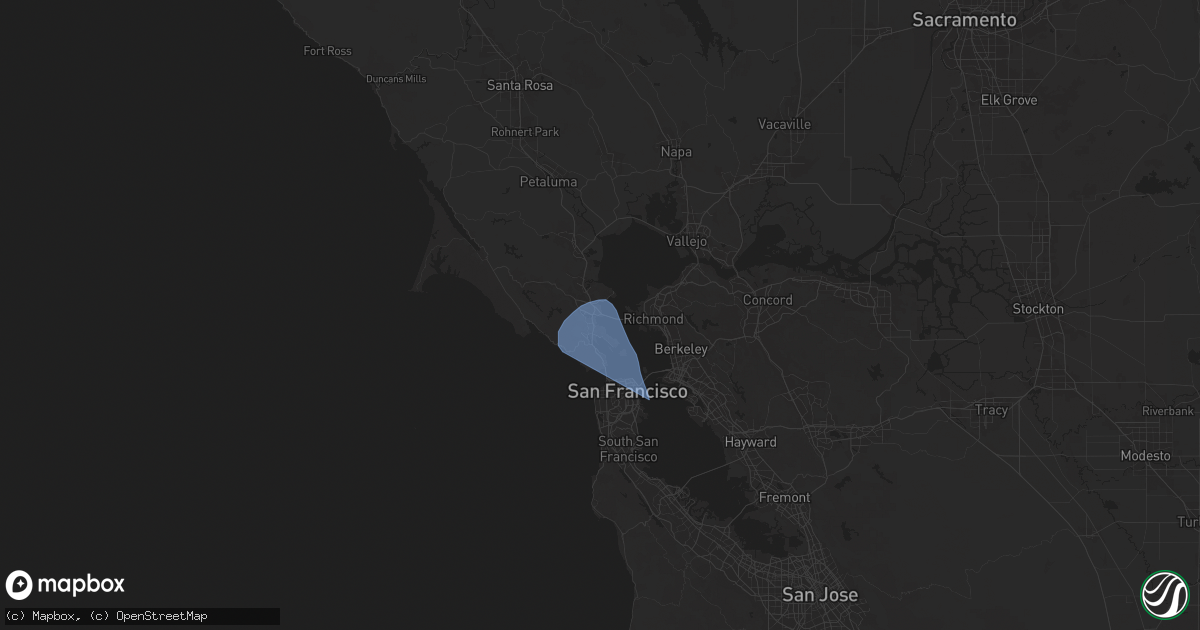 Hail Map in San Quentin, CA on December 14, 2024 - HailTrace