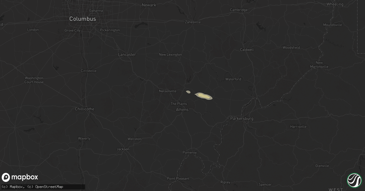 Hail Map in Millfield, OH on December 24, 2025 - HailTrace