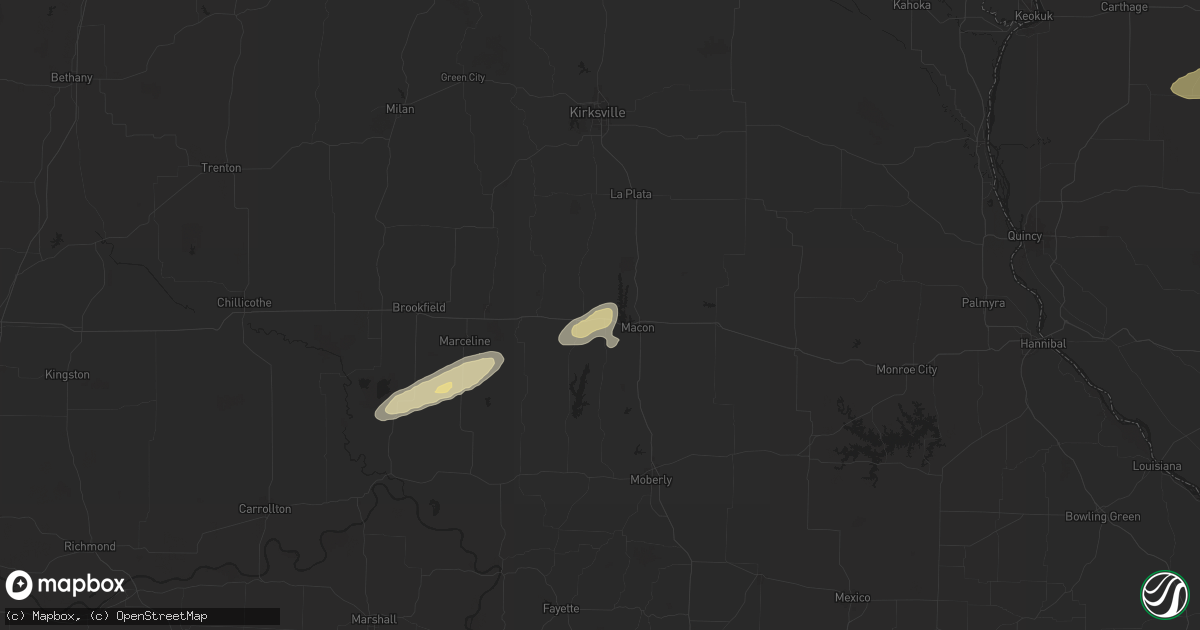 Hail Map in Bevier, MO on December 28, 2025 - HailTrace