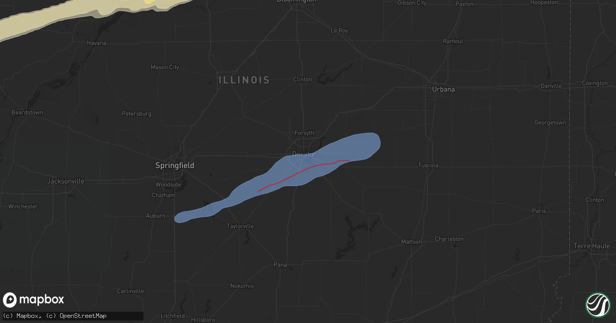 Hail Map in Decatur, IL on December 28, 2025 - HailTrace