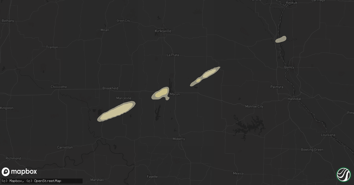 Hail Map in Macon, MO on December 28, 2025 - HailTrace