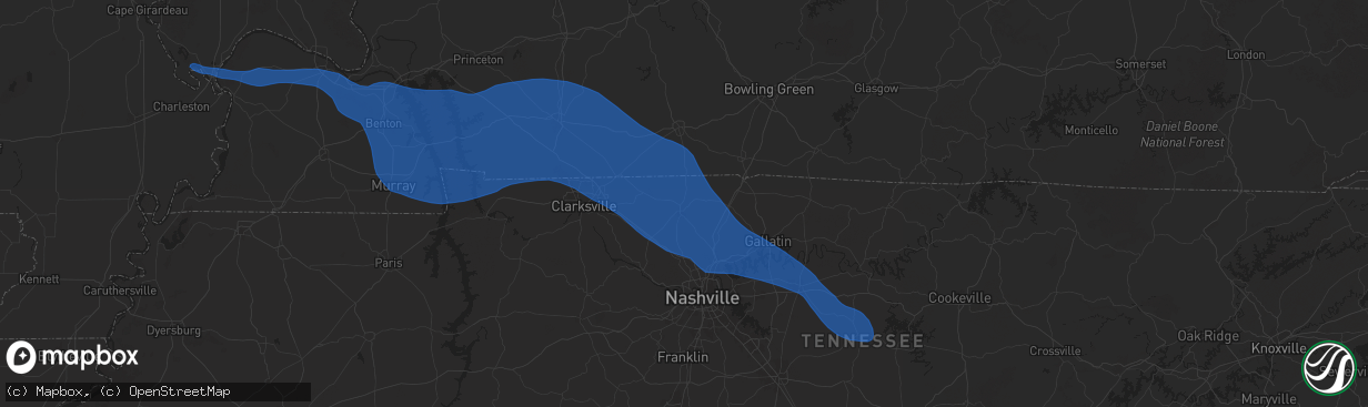Hail Map in Springfield, TN on December 28, 2025 - HailTrace